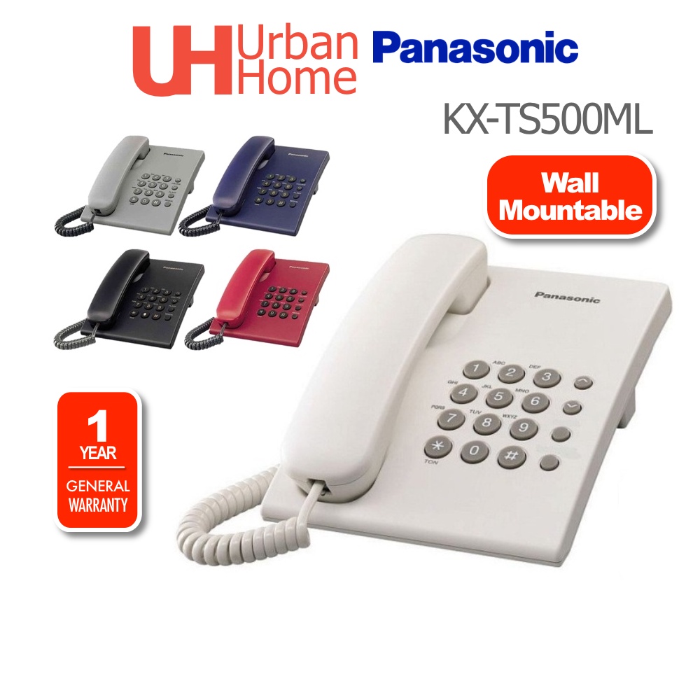 Panasonic KX-TS500ML Single Line Phone Wall Mountable White | PGMall
