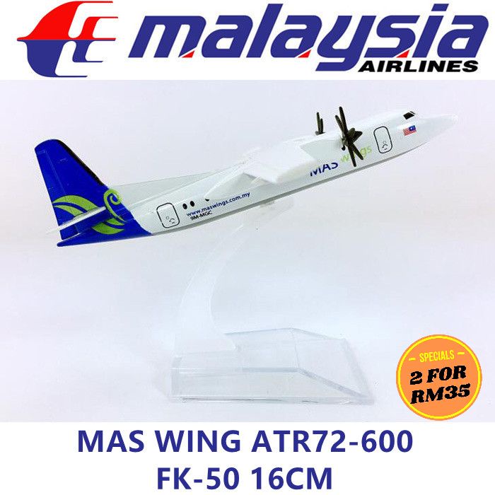 🇲🇾 MALAYSIA AIRLINES MAS WINGS ATR72-600 AEROPLANE DIECAST MODEL 16CM ...