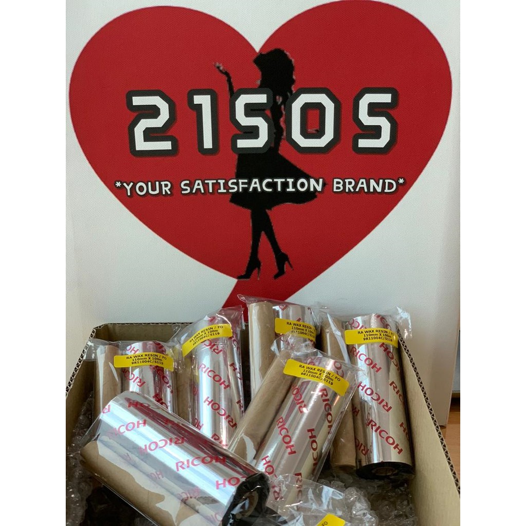 [1 roll] Ricoh 110mm x 100m Wax Resin Ribbon Premium Thermal Transfer ...