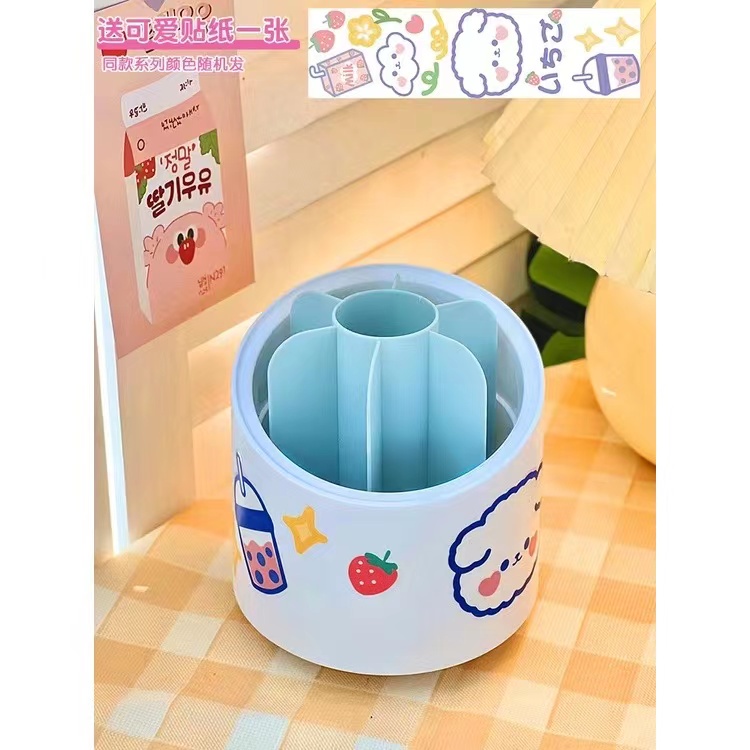 360 Rotary Makeup Brush Storage Box With Cover Dust Proof Large ...