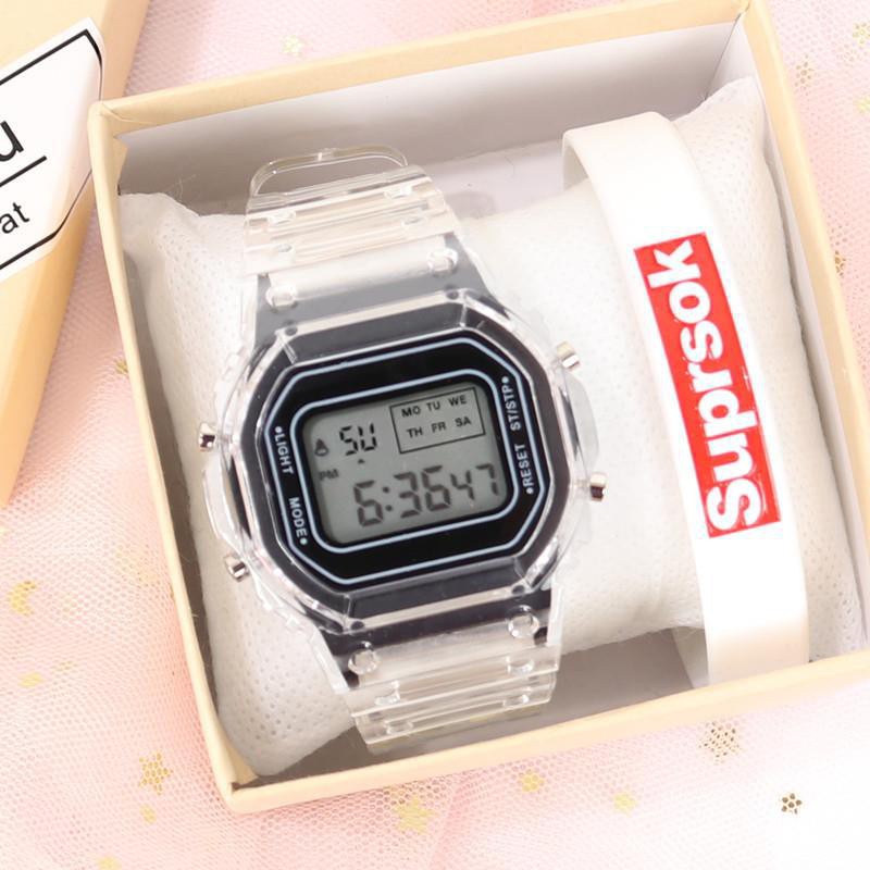 [JOM PROMOSI PANAS] NEW HONHX Transparent Sports Watch Digital LED Men Women Kids Watch Jam ...