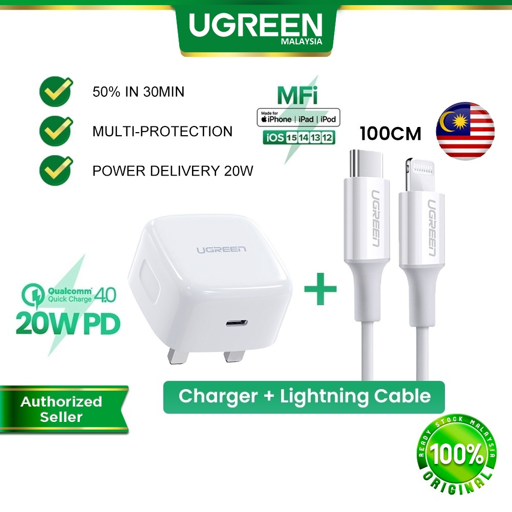 UGREEN MFi PD 60W USB C To Lightning PD Fast Charging Charge Cable Sync ...